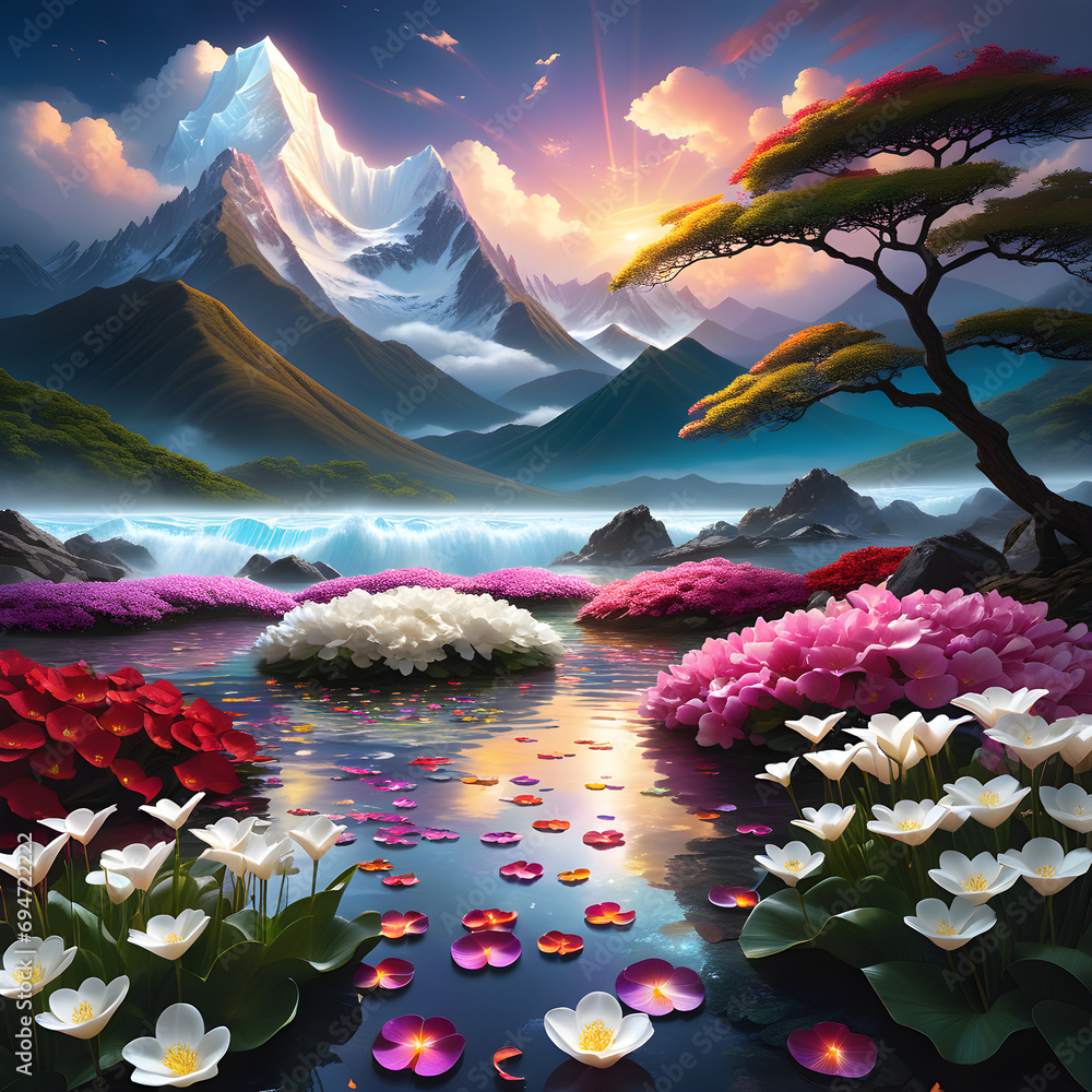 Sacred darkness, soft light, dense spiritual energy, and vibrant fallen ...