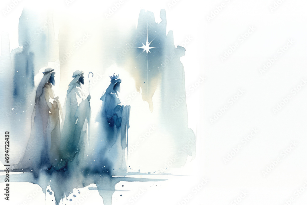Photo & Art Print Epiphany. The Visit of the Three Wise Men. Watercolor ...