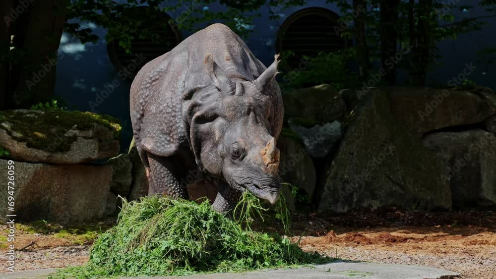 The Indian Rhinoceros, Rhinoceros unicornis is also called Greater One ...