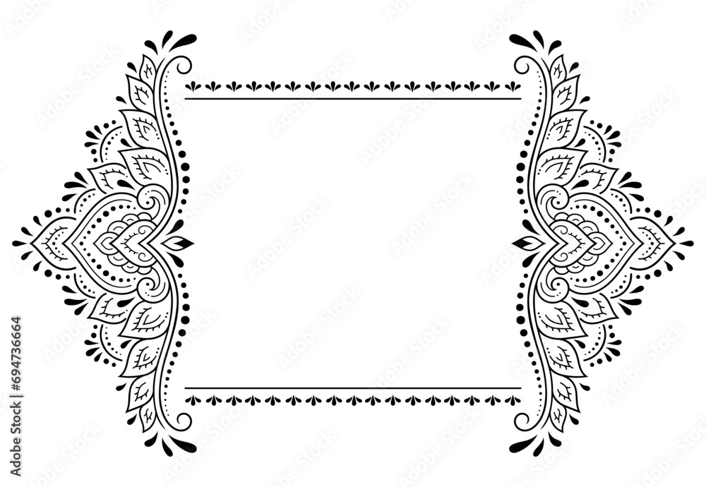 Frame in eastern tradition. Stylized with henna tattoos decorative ...
