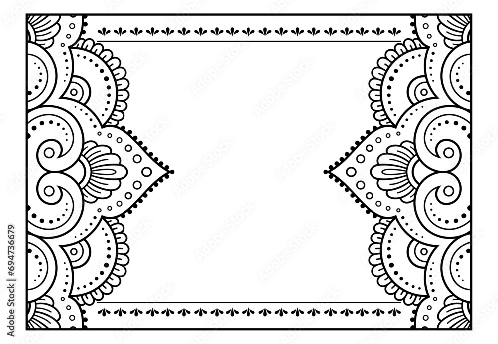 Frame in eastern tradition. Stylized with henna tattoos decorative ...