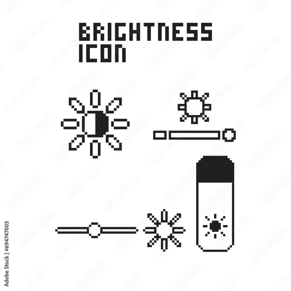 this is brightness icon 1 bit style in pixel art with simple color and ...