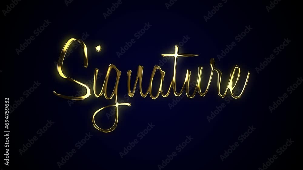 gold signature, animated handwritten gold signature with a black ...