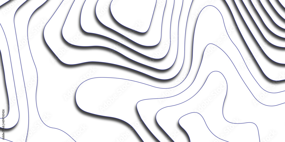 Abstract wavy line 3d paper cut white topography background. Multi ...