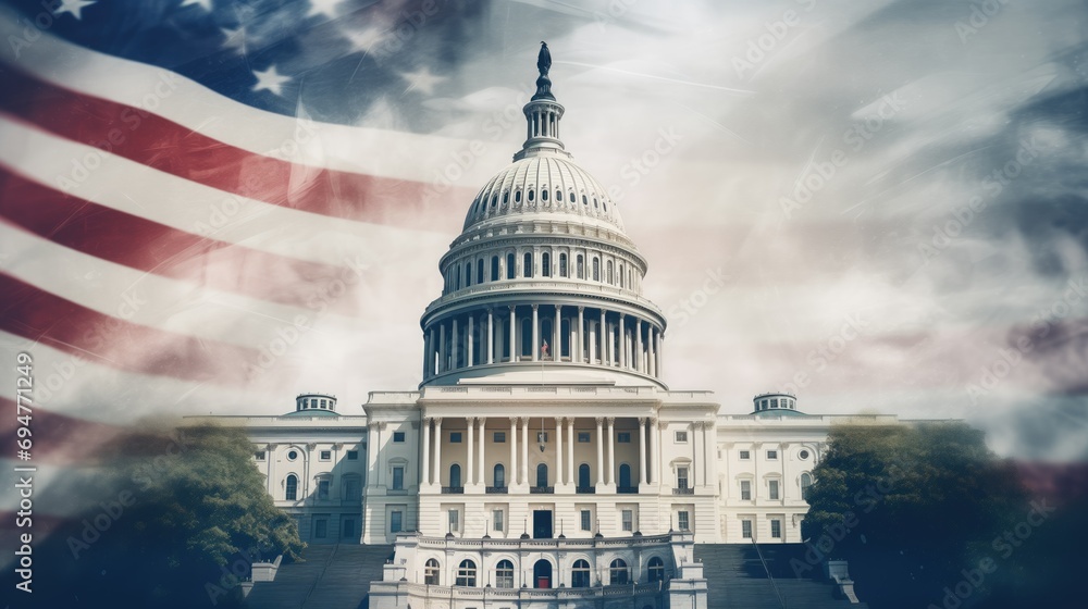 Neoclassical US Capitol building in Washington D.C., a majestic symbol ...
