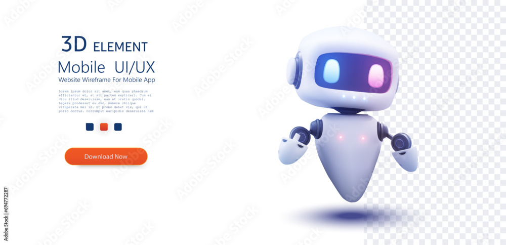 Futuristic Floating Robot with Illuminated Visor and Hovering Body on ...