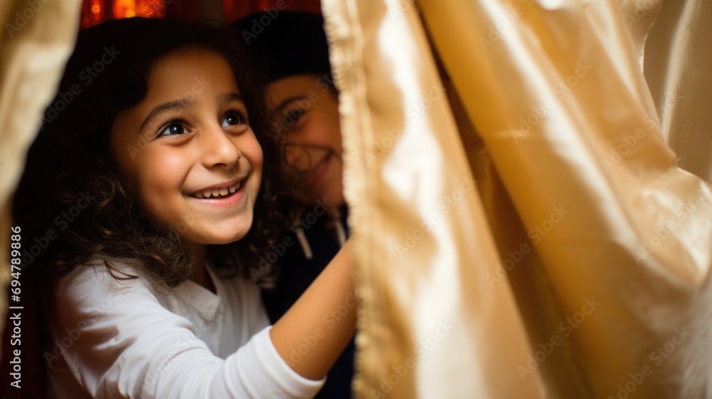 Children joyfully participating in the Passover tradition of searching ...