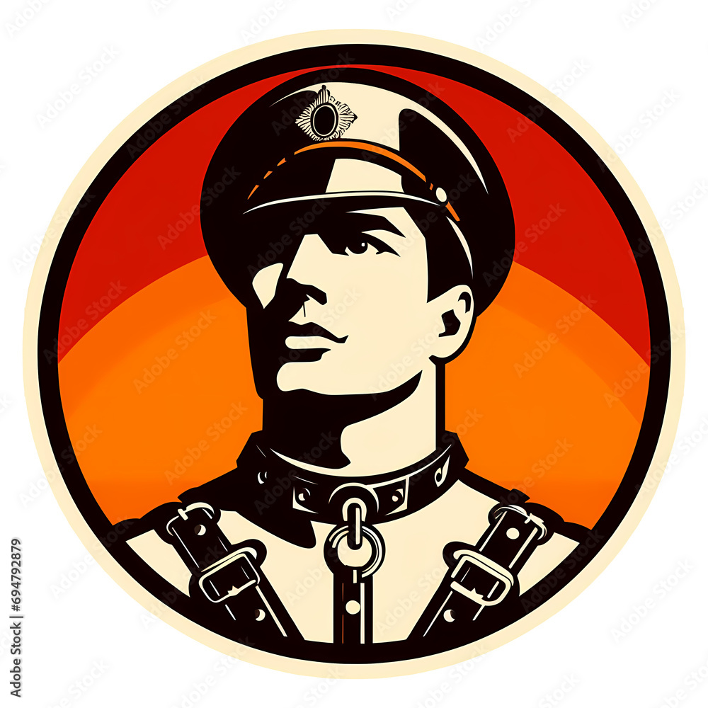 Gay man in a leather cap and a harness Circular graphic LGBTQ symbol ...