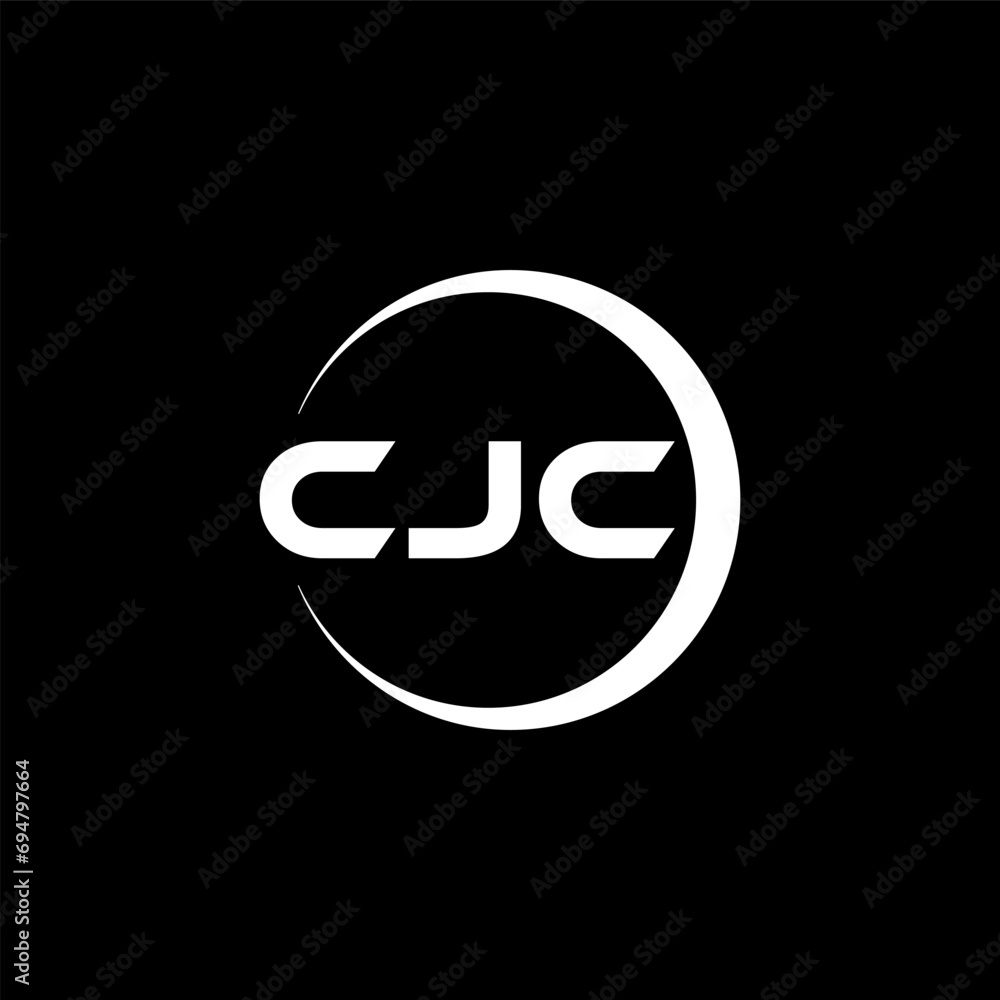 CJC letter logo design with black background in illustrator, cube logo ...