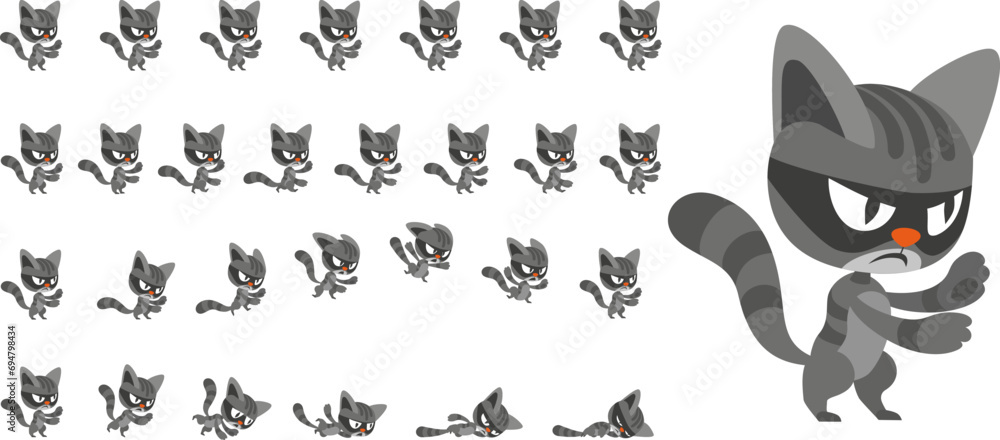 Cat character. Sprite list prepared for animation. Animated cartoon ...