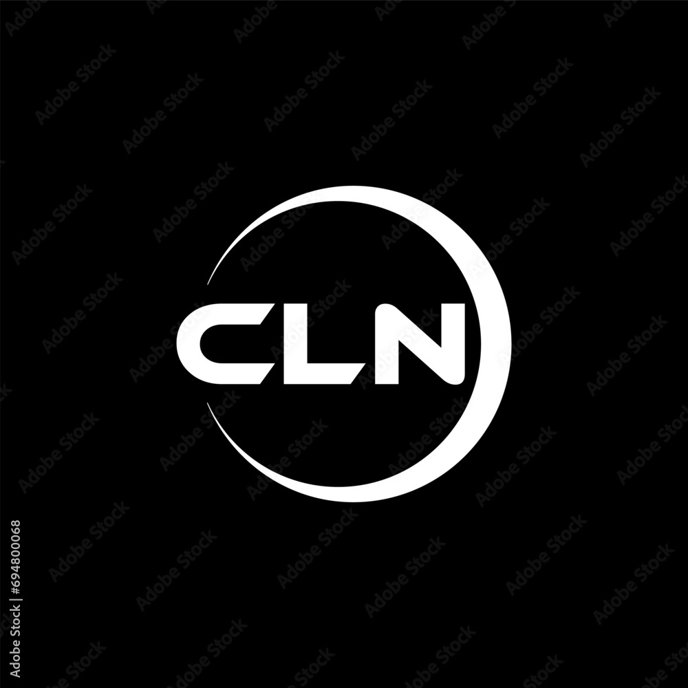 CLN letter logo design with black background in illustrator, cube logo ...
