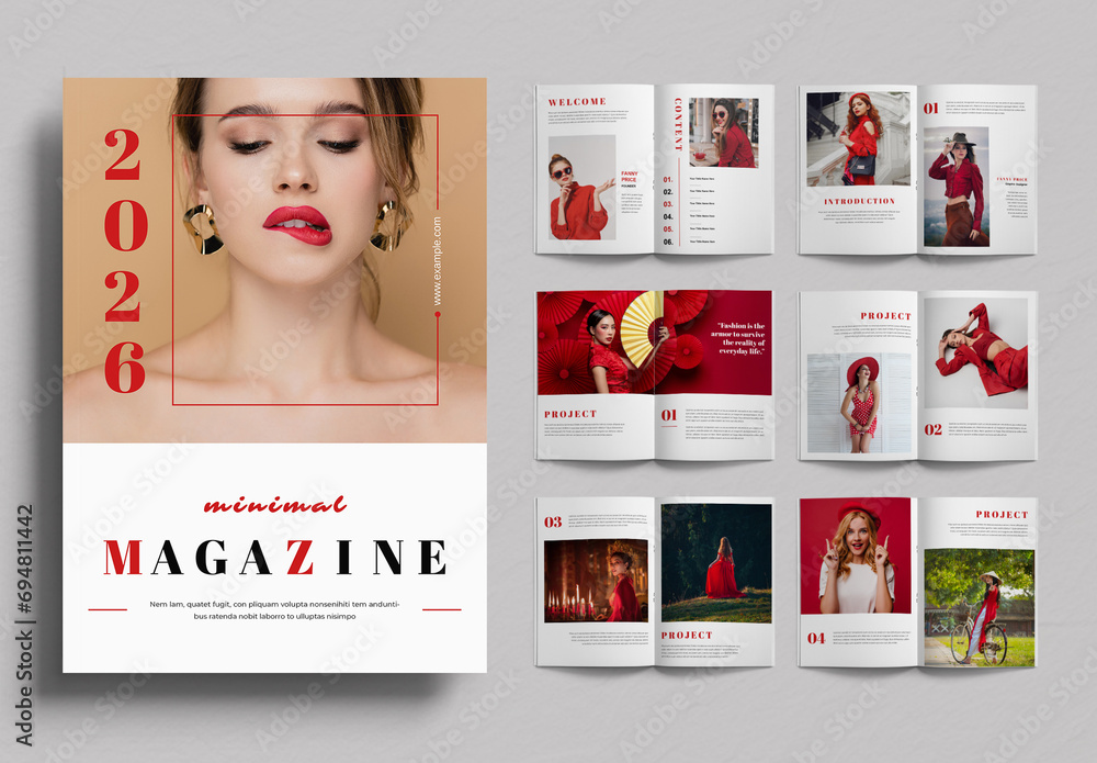 Minimal Magazine Layout Stock Template Adobe Stock