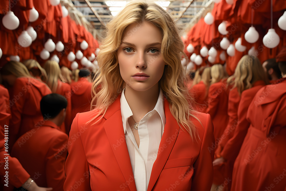 high-fashion models in a luxury fabric store. fashion photography. full ...