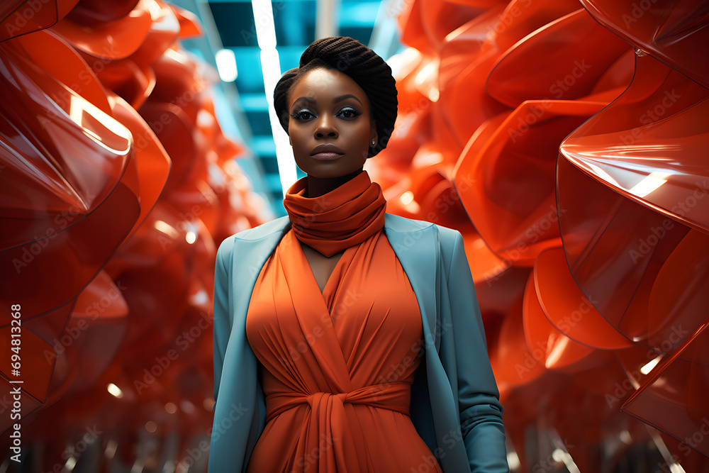 high-fashion models in a luxury fabric store. fashion photography. full ...