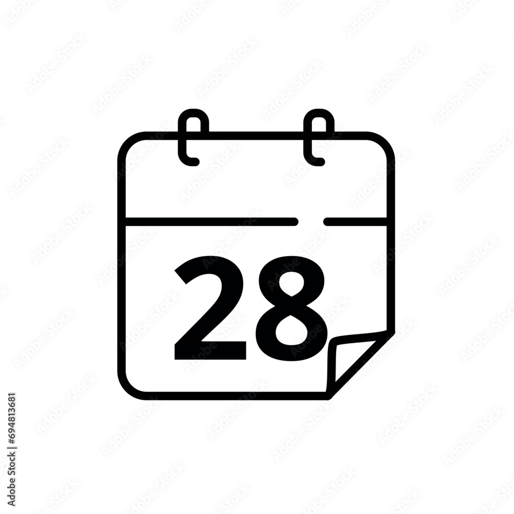 Simple flat calendar icon with specific day marked at 28. Vector ...