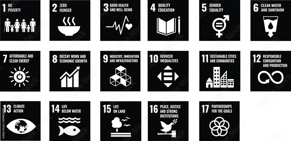 sustainable development goals black and white version Stock Vector ...