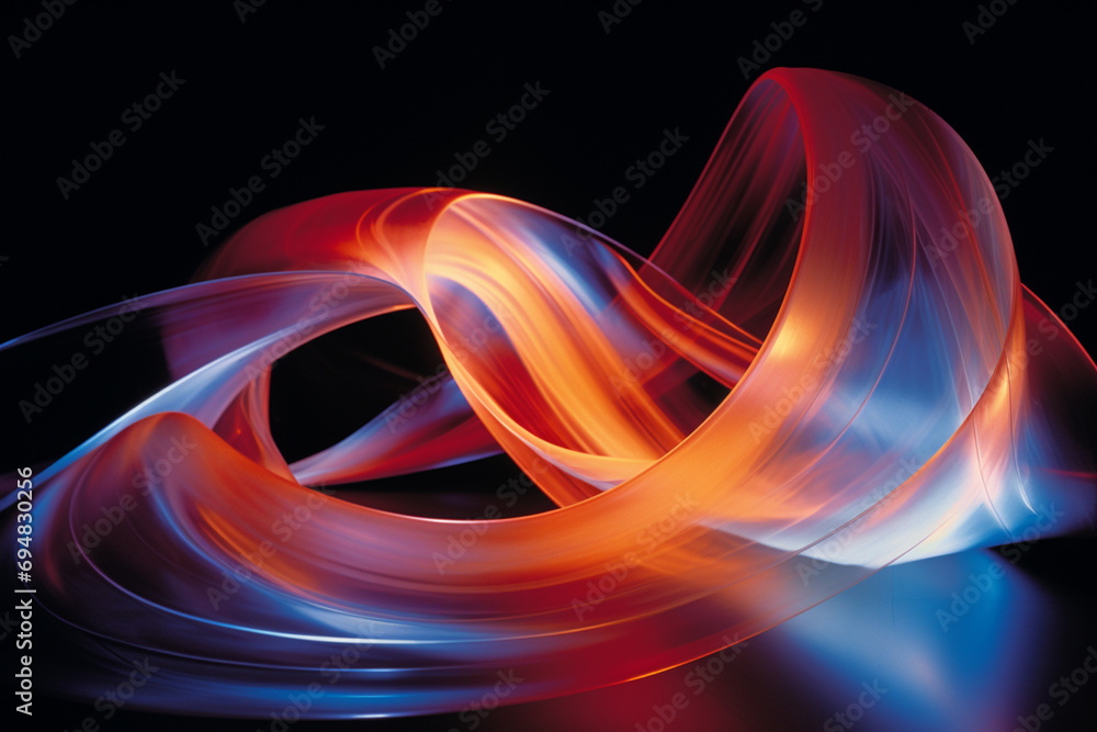 Dynamic ribbons of light intertwining and spiraling, creating a ...