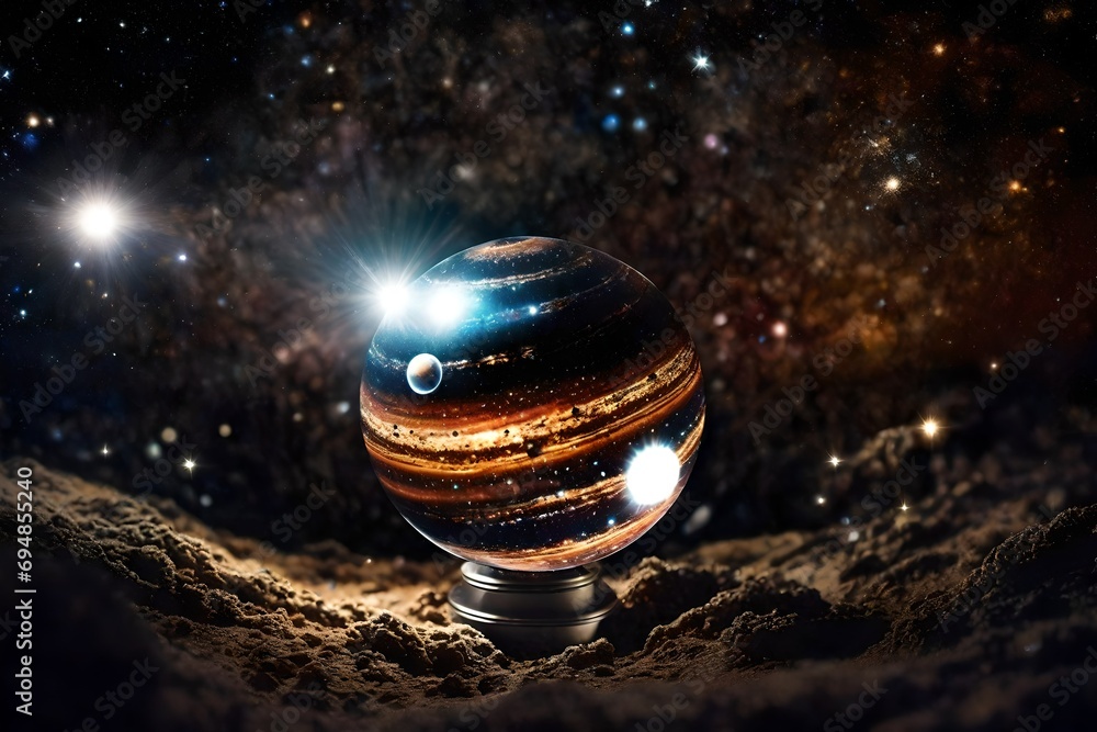 shiny galactical sphere in outer space , nebulas and starry sky ...