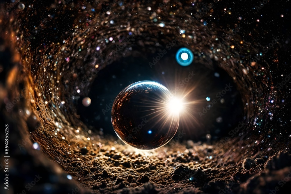 shiny galactical sphere in outer space , nebulas and starry sky ...