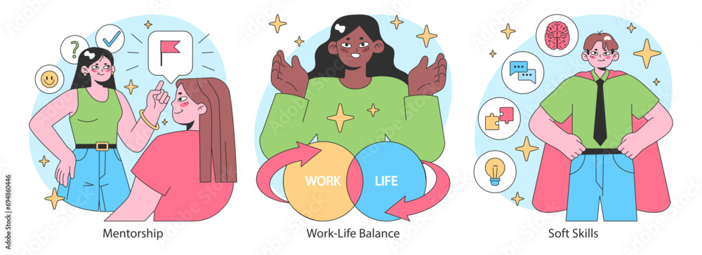 Professional growth set. Pathways and strategies for career advancement ...