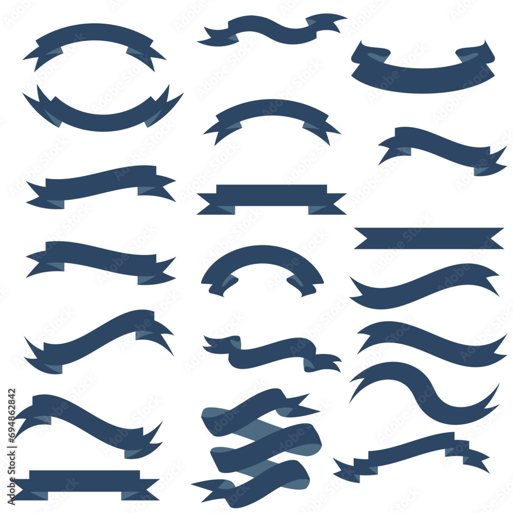 Ribbon vector set on white background. Ribbons collection isolated on ...