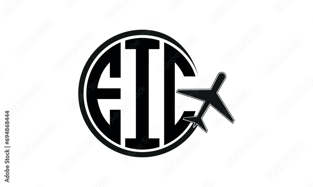 Vetor de EIC three initial letter circle tour & travel agency logo ...