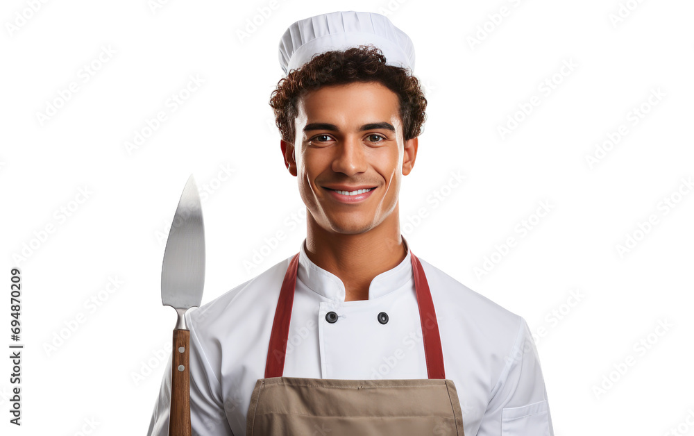 Healthy Handsome Male Confectioner Holding Offs Isolated on Transparent ...