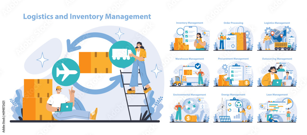 Logistics and Inventory Management set. Streamlining supply chain ... Logistics and Inventory Management set. Streamlining supply chain ...