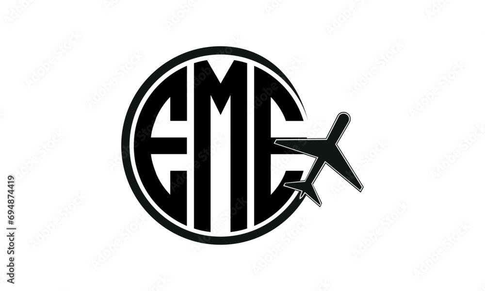 EME three initial letter circle tour & travel agency logo design vector ...