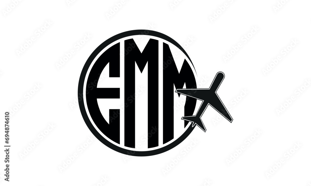 EMM three initial letter circle tour & travel agency logo design vector ...
