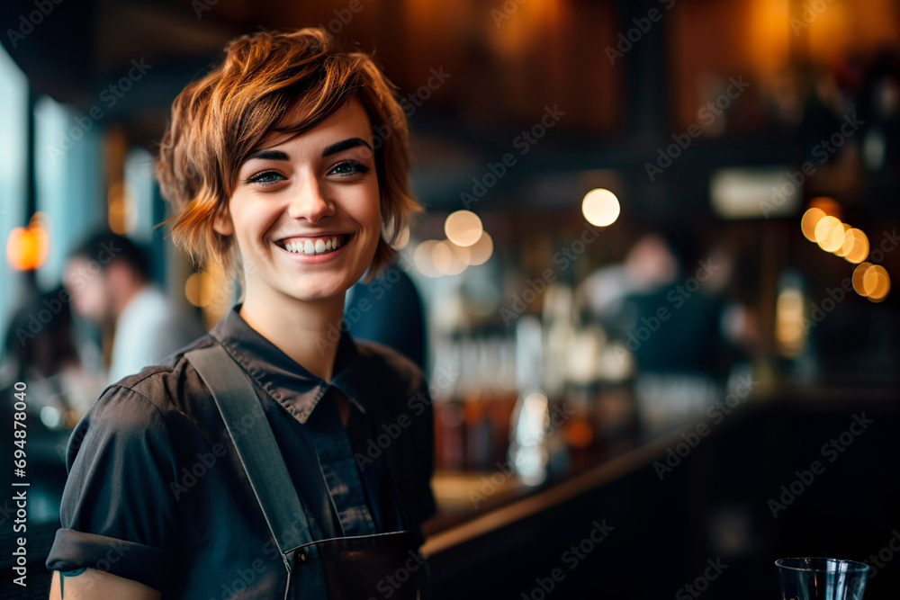 profile picture for social media, female bartender at bar, the golden ...