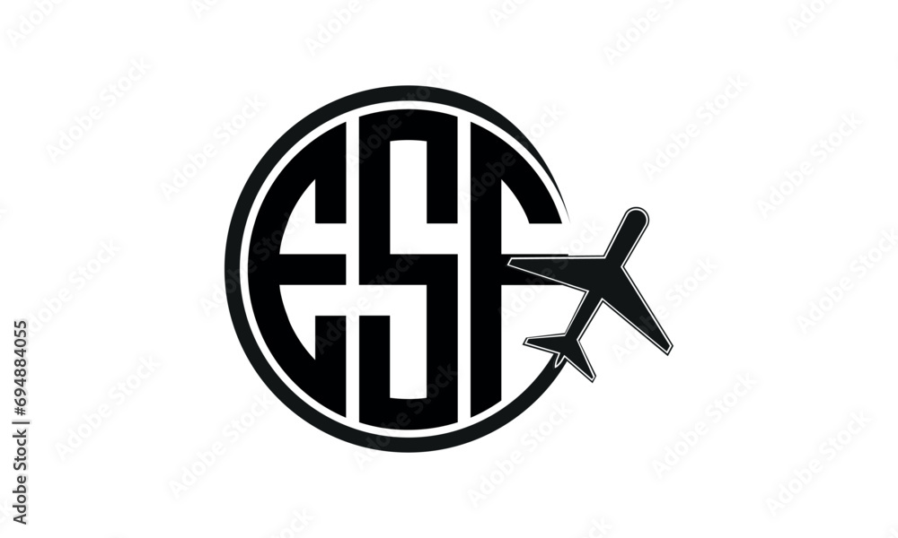 ESF three initial letter circle tour & travel agency logo design vector ...