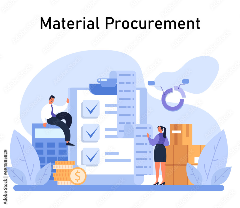 Material Procurement process concept. Experts manage inventory and ...
