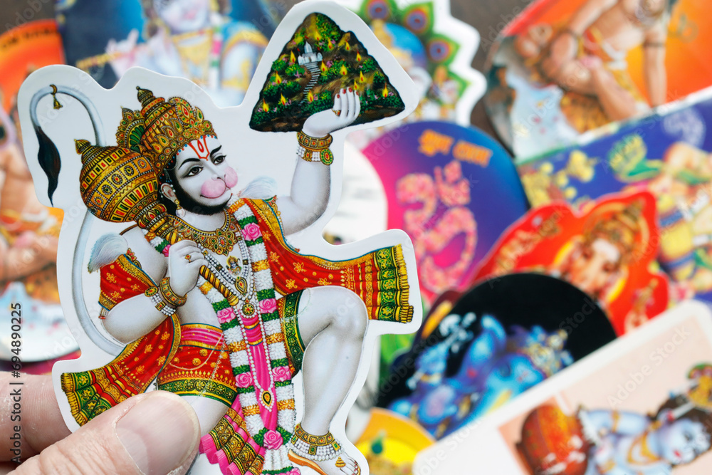 Image of Hindu god Hanuman fetching the herb-bearing mountain, Hue ...