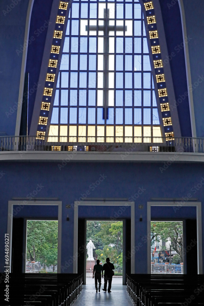 Stained glass window, The Redeemer Church (Notre Dame Cathedral), Hue ...