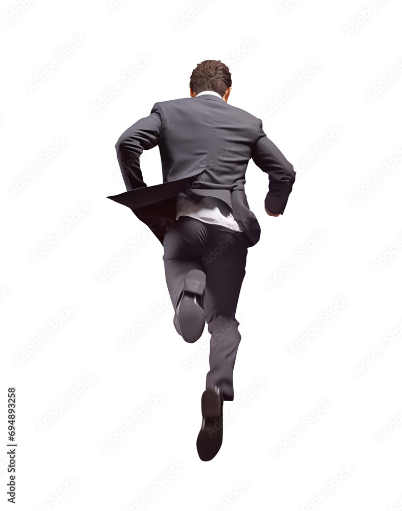 businessman in suit and tie running - action packed thriller concept ...