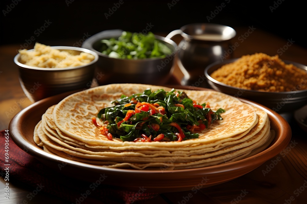 Ethiopian Injera - a well-known Ethiopian flatbread made from teff ...