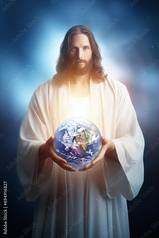 Jesus Christ Holding the Planet Earth in his hands - salvation concept ...