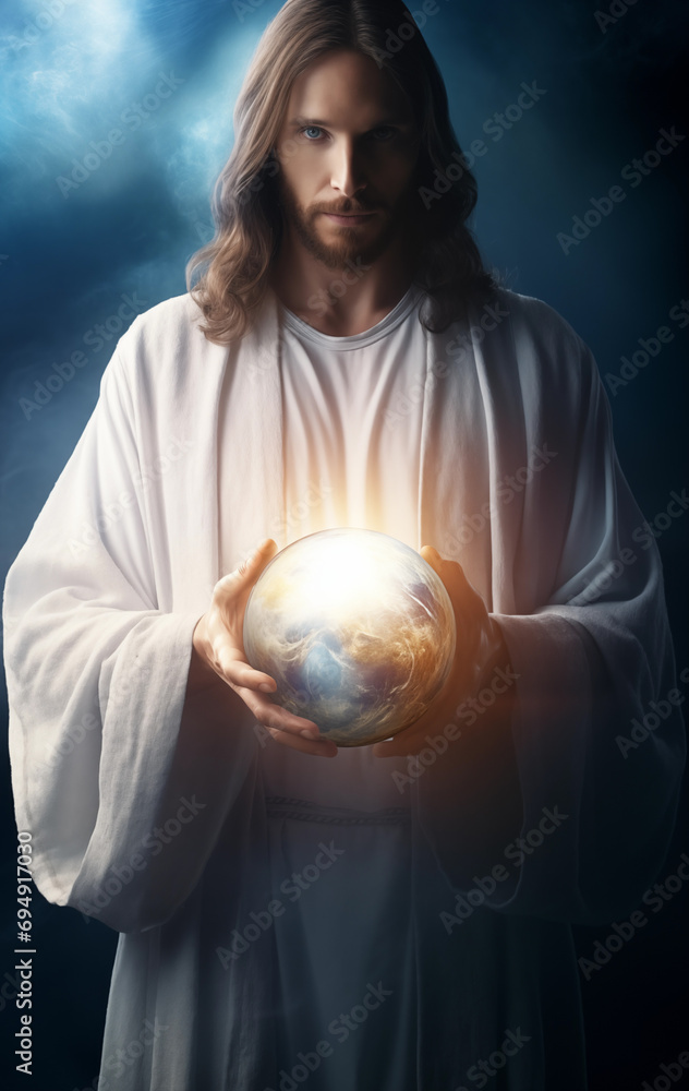 Jesus Christ Holding the Planet Earth in his hands - salvation concept ...