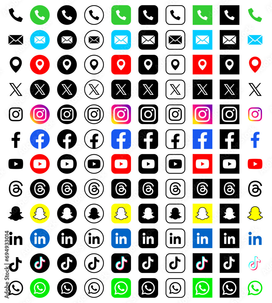 Facebook, threads, X , instagram, youtube, pinterest, whatsapp, Snapchat, linkedin, tiktok ...