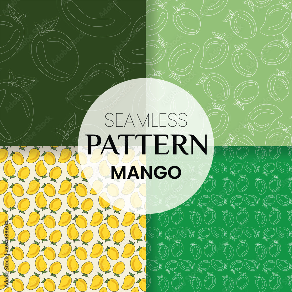 Vector seamless mango pattern wallpaper 4 pieces combo box. Patterns of ...