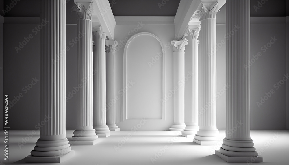The beautiful white pillars concept, clean and minimalist background ...