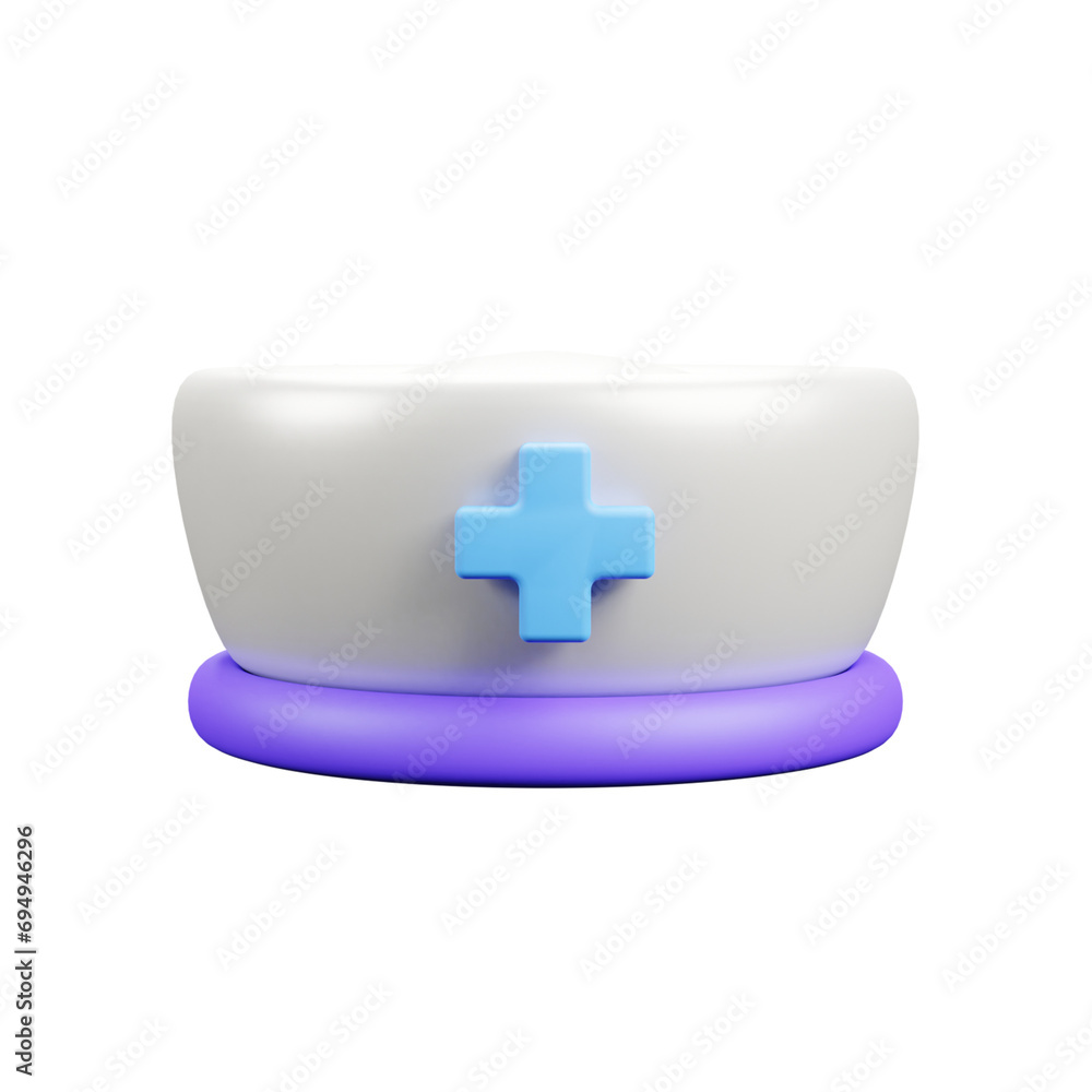 nurse hat 3d icon illustration or nurse cap 3d icon or medical nurse ...