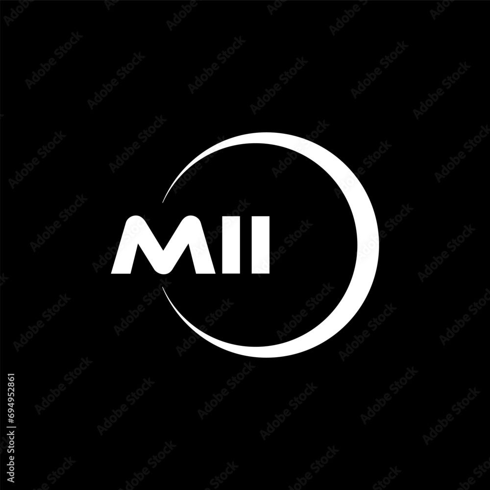 Vecteur Stock MII letter logo design with black background in ...