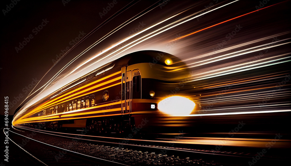 Train passing by with long exposure trails of light and dynamic ...