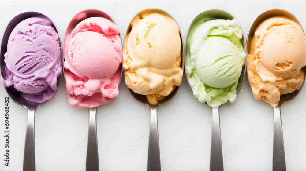 Ice cream bottom border over a pink background. Soft, pastel colors ...