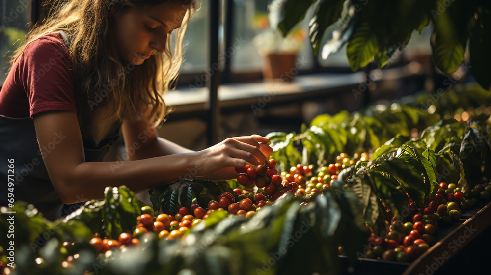 Premium coffee testing and quality checking process, sample roasted raw ...