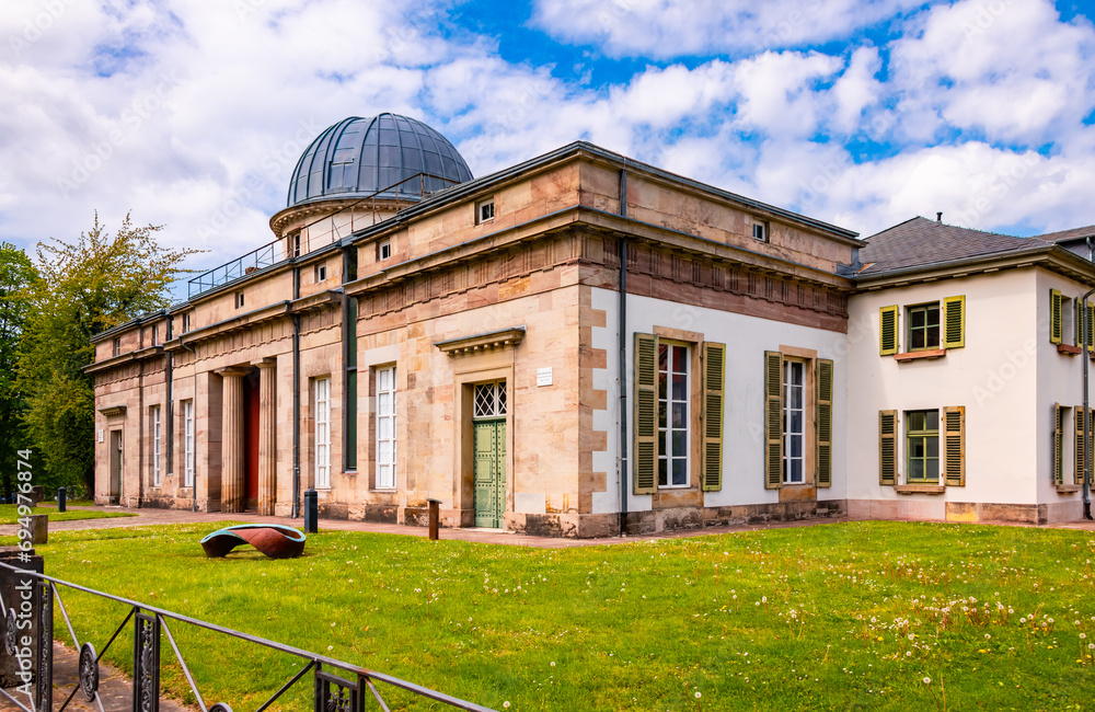 Panoramic view of historic observatory with cupola dome for telescopes ...