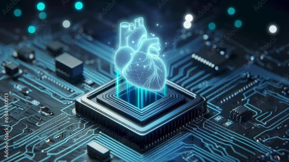 A digital blue human organ hologram like a liver, brain, heart, stomach ...