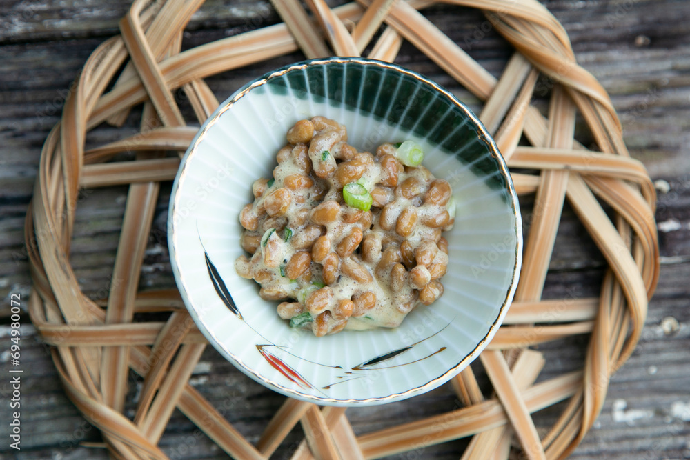 Nattō, nato or hiragana is a traditional Japanese food made with ...